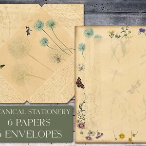 Digital Botanical Stationery, Floral Writing Paper, Paper and Envelope ...