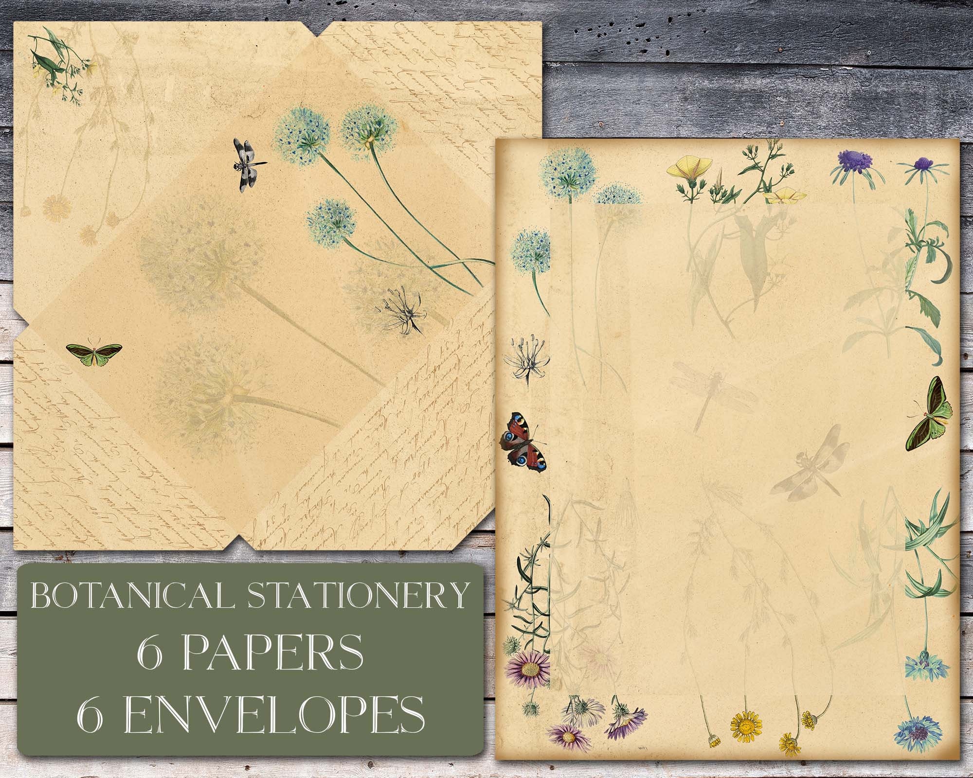 Digital Botanical Stationery Floral Writing Paper and - Etsy