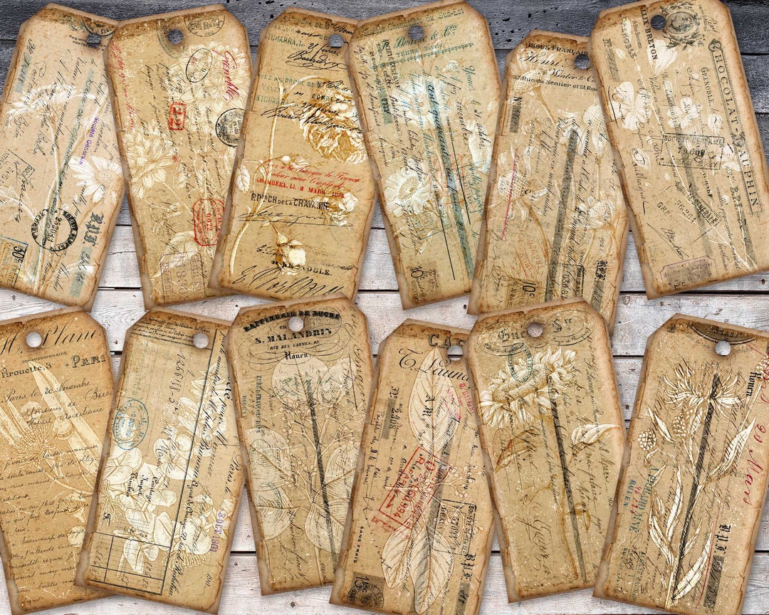 Vintage Ephemera Botanical Tag, French Ephemera, Shabby Botanical, Tag ...