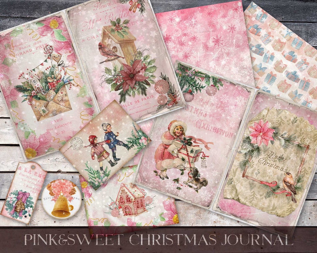 Pink Christmas, Sweet Christmas, Christmas Journal, Digital Journal Kit ...