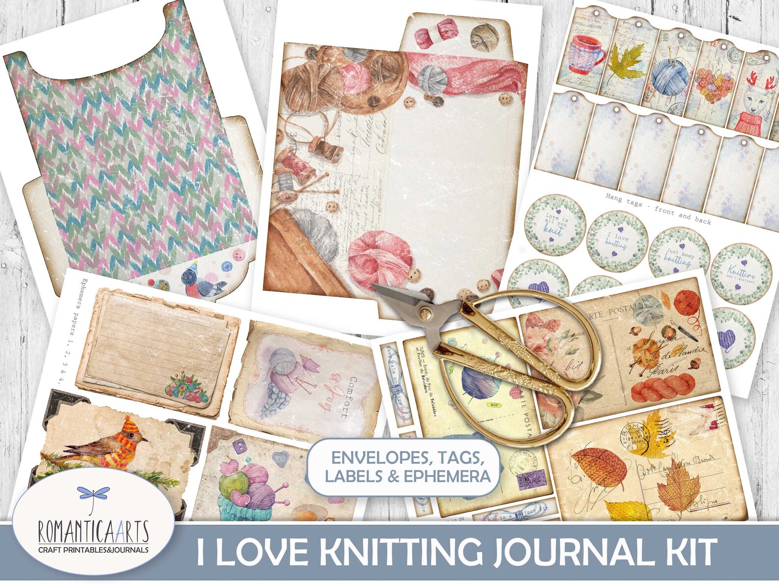 I Love Knitting Journal Kit, Junk Journal, Knitting Lover Paper, Yarn ...