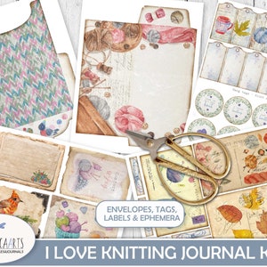 I Love Knitting Journal Kit, Junk Journal, Knitting Lover Paper, Yarn ...