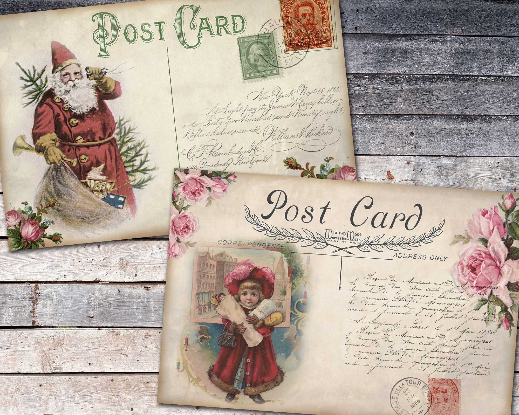 Christmas Postcards for Crafting Printable Victorian | Etsy