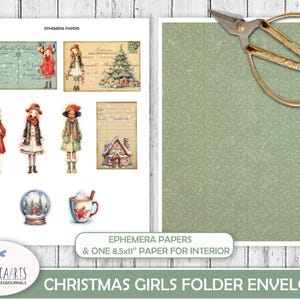 Christmas Girls Folder Envelope for Journals, Pocket Folder, Scrapbook ...