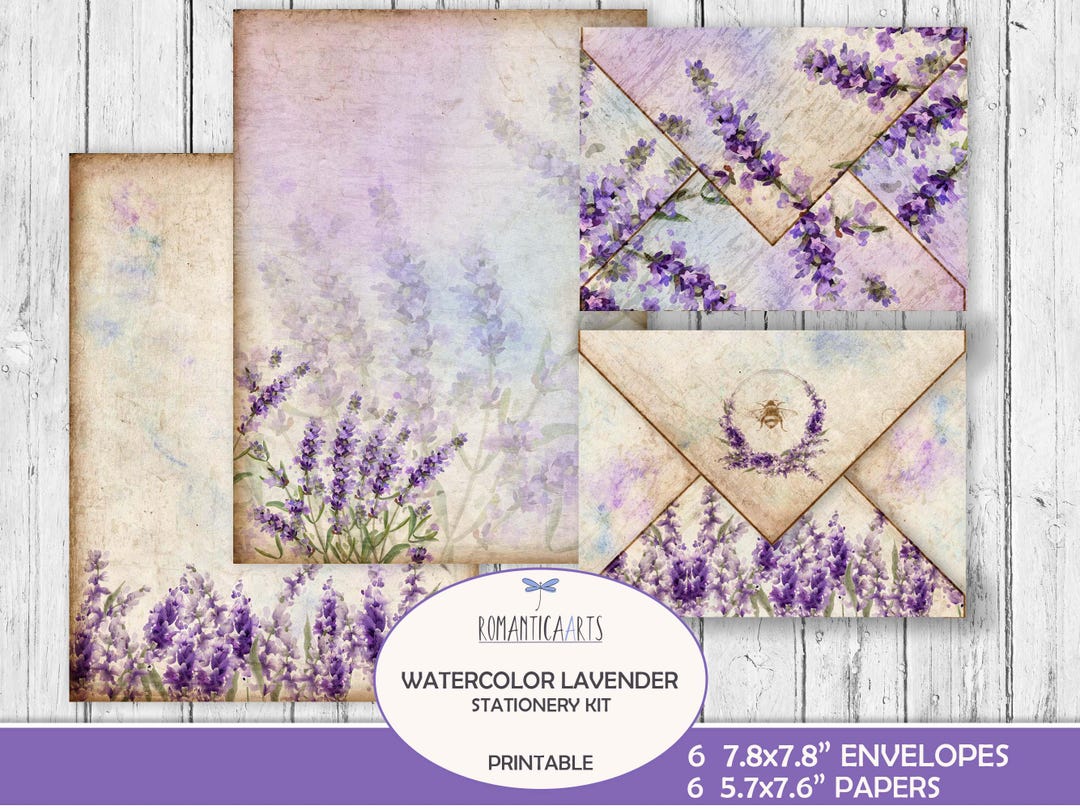 Digital Lavender Stationery Kit, Lavender Writing Paper, Lavender ...