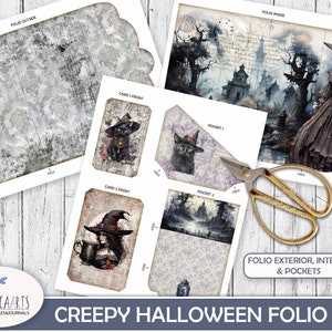Creepy Halloween Folio Kit, Spooky Tri Fold Folio, Folio Pocket, Loaded Folder, Halloween ...