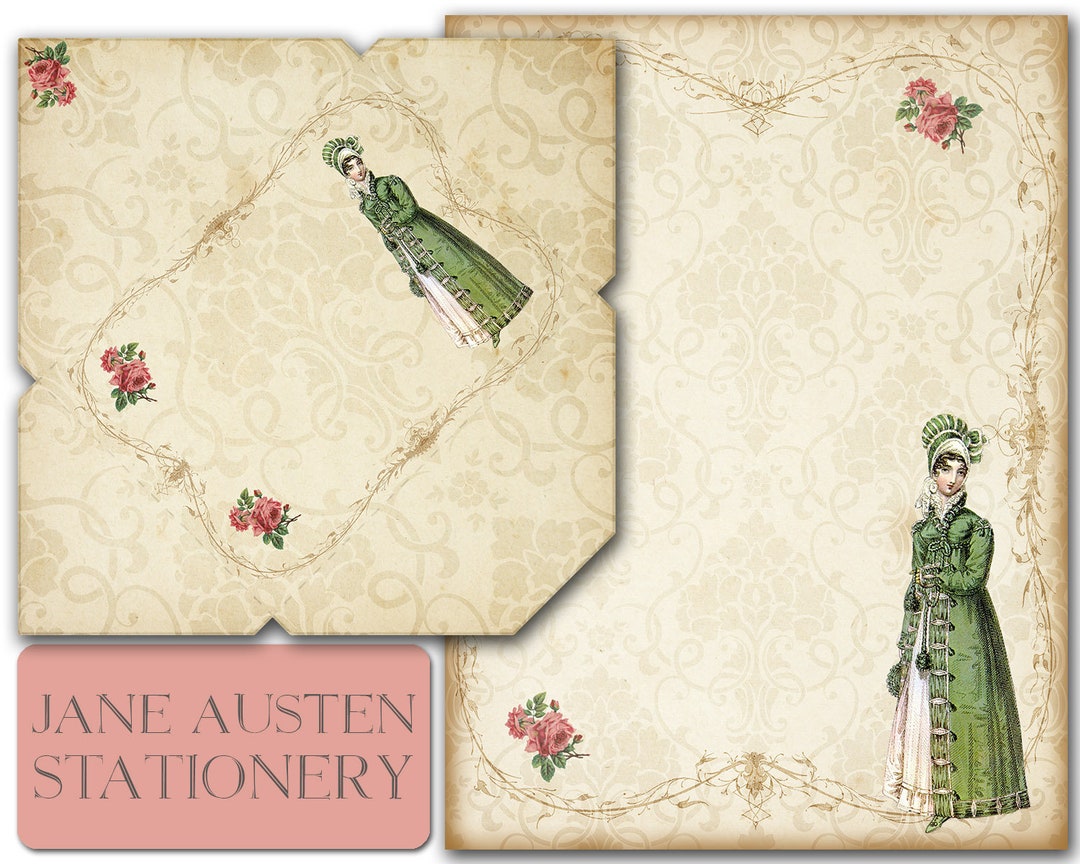 Jane Austen Sationery Set, Austen Digitals, Austen Writing Kit, Regency ...