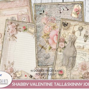 Shabby Valentine Tall Skinny Journal, Valentine's Papercraft Kit ...