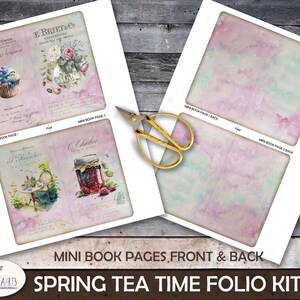 Spring Tea Time Tri Fold Folio Kit, Tea and Roses, Shabby Folio Pocket ...