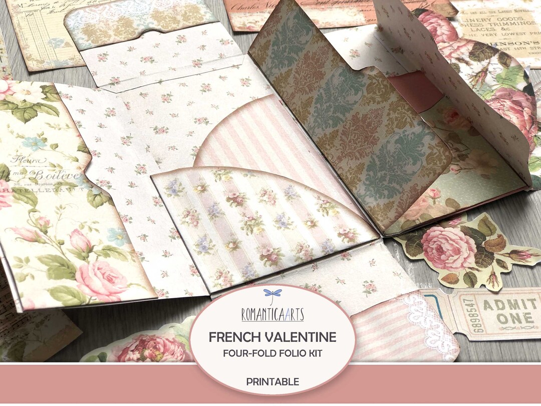 French Valentine Folio, Pink Folder, Printable Folio, Folders With ...