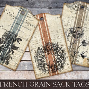 French Grain Sack Tags, Shabby French Tags, Vintage Hang Tag, Tag ...