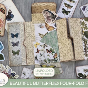 Beautiful Butterflies Four-fold Folio Kit, Butterfly Digital Junk ...