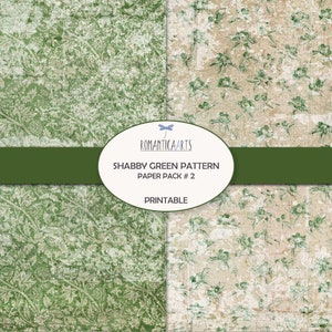 Shabby Green Pattern Paper, Digital Paper Pack, Vintage Green Paper ...