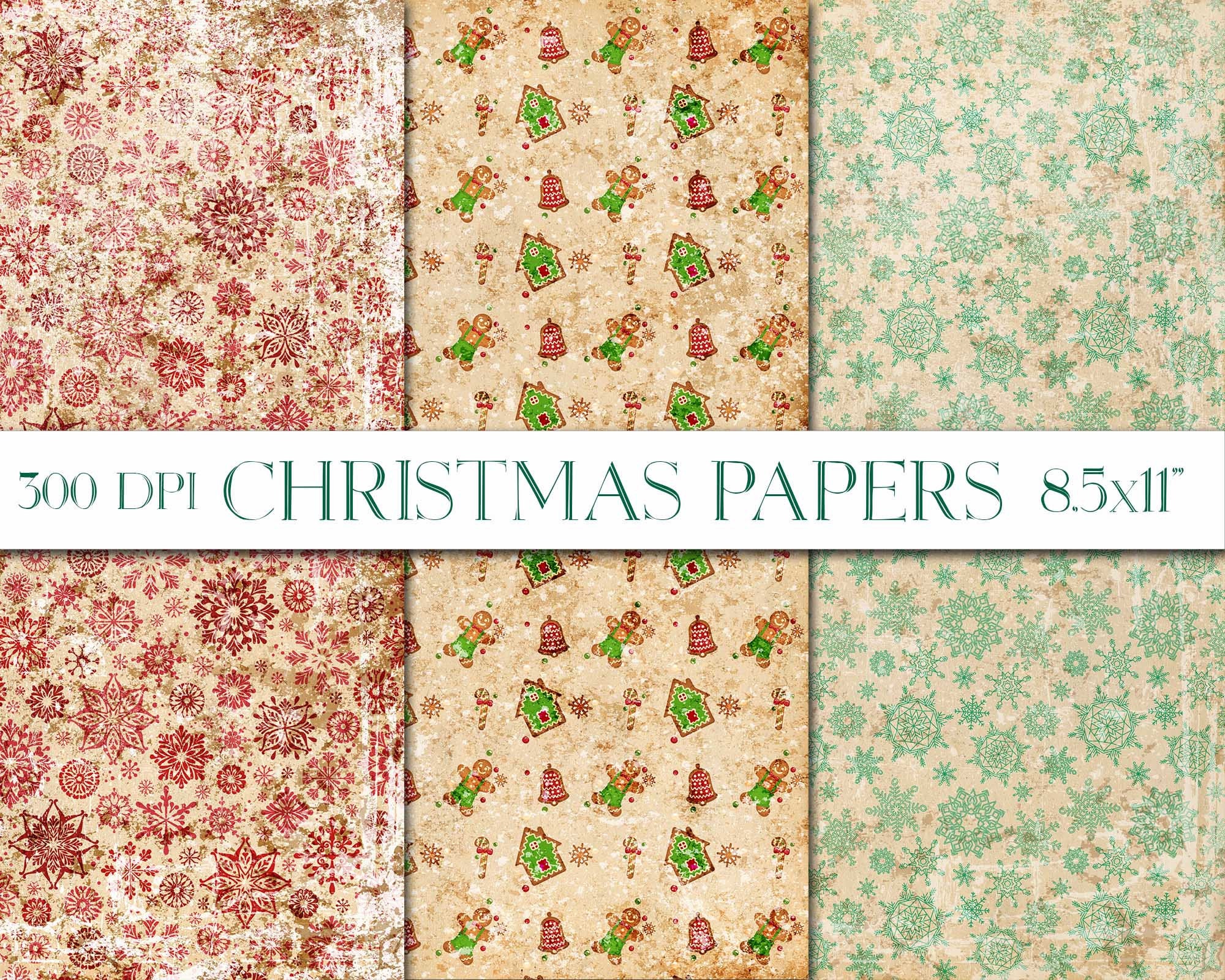 Christmas Paper Digital Paper Pack Shabby Damask Snowflake - Etsy