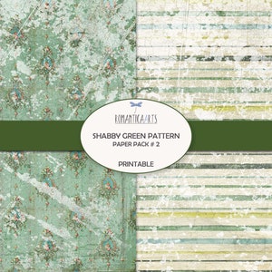 Shabby Green Pattern Paper, Digital Paper Pack, Vintage Green Paper ...