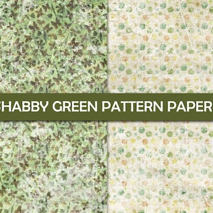 Shabby Green Pattern Paper, Digital Paper Pack, Vintage Green Paper ...