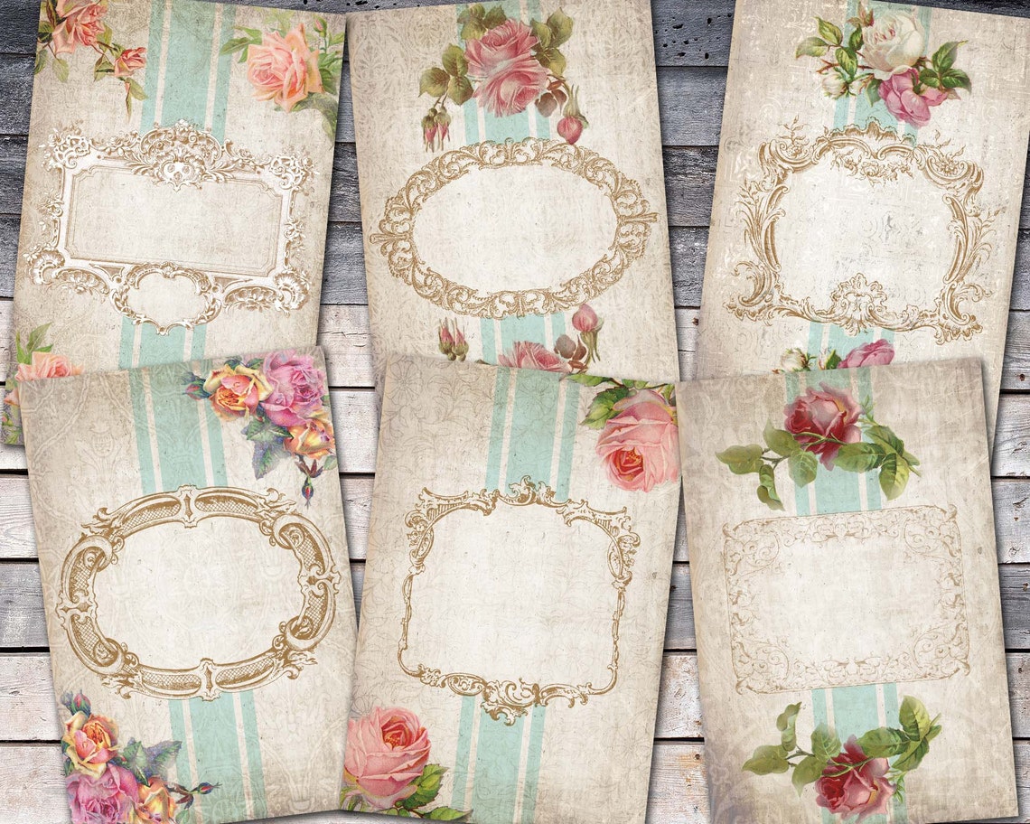 Instant Download Editable Roses Card Vintage Shabby Roses | Etsy