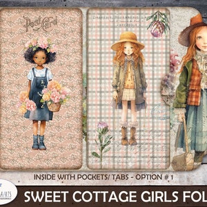Sweet Cottage Girls Folio Kit, Printable Folding Folio, Vintage Country ...