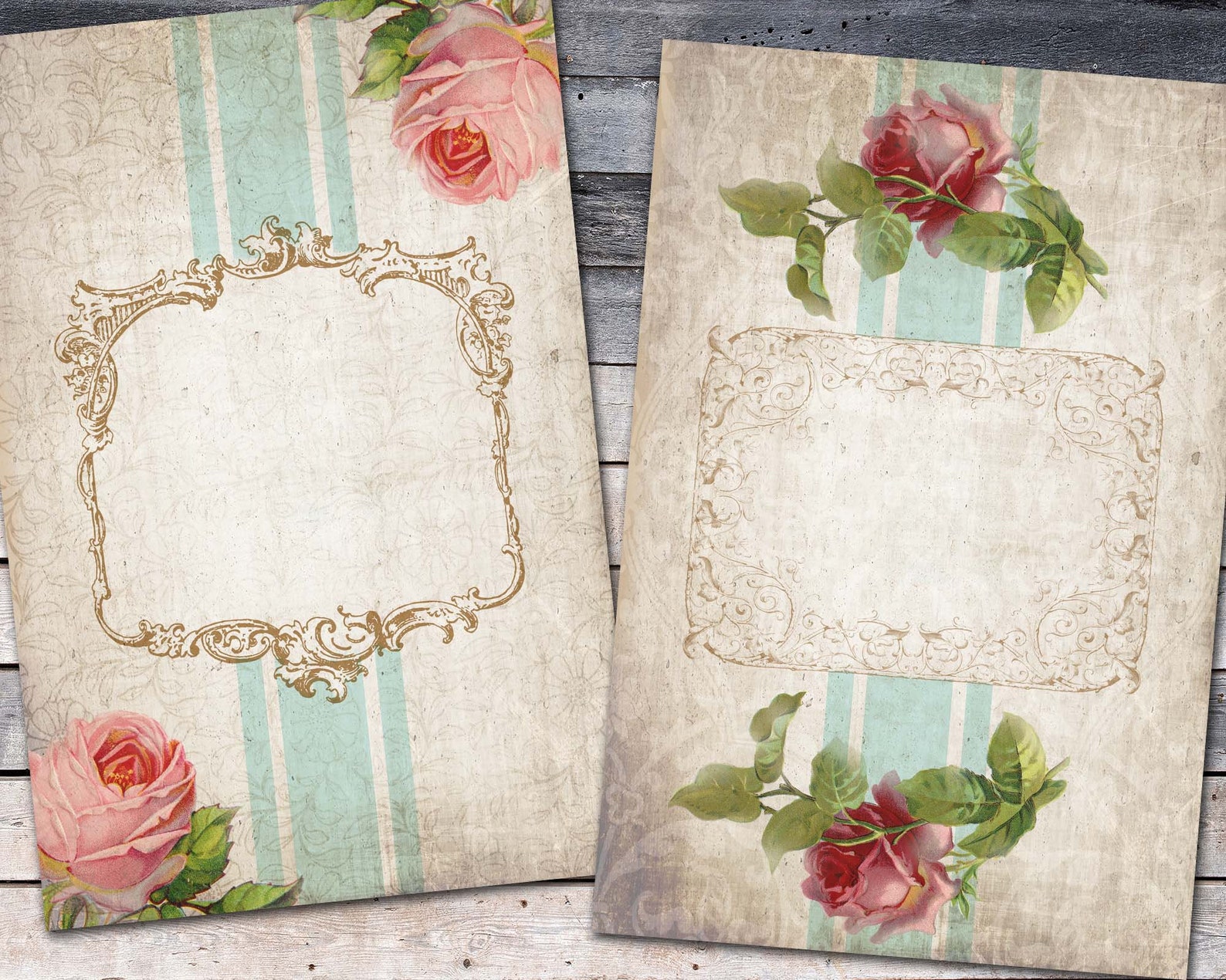 Instant Download Editable Roses Card Vintage Shabby Roses | Etsy
