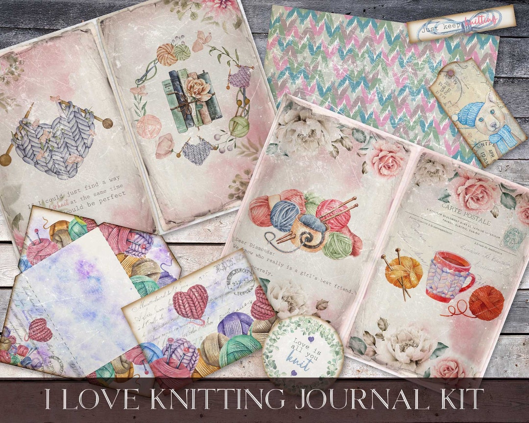 I Love Knitting Journal Kit, Junk Journal, Knitting Lover Paper, Yarn ...