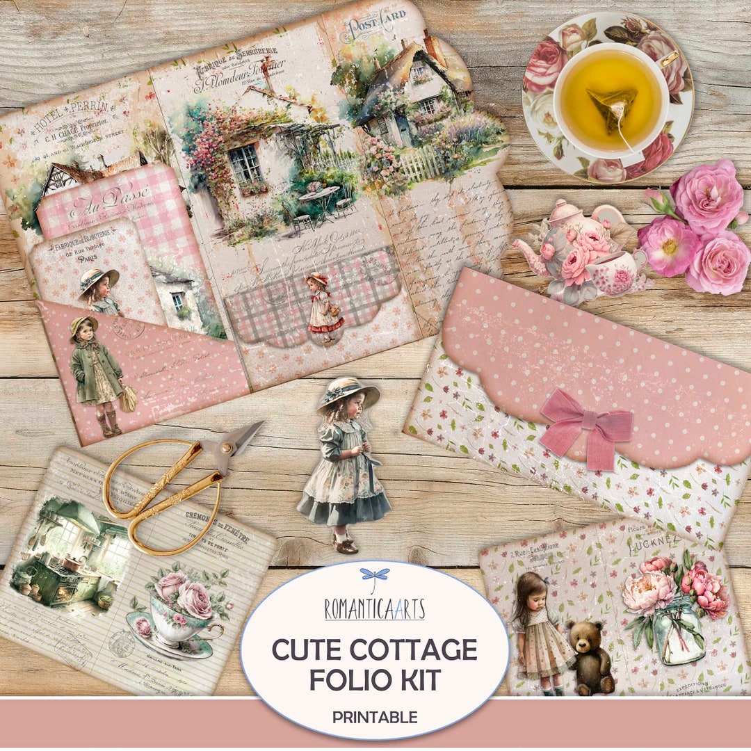 Cute Cottage Folio Kit, Tri Fold Folio Kit, Cottage Girls, Shabby Folio ...