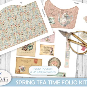 Spring Tea Time Double Door Folio, Junk Journal Printable, Tea and ...