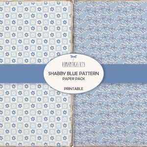 Shabby Blue Pattern Papers, Blue Wallpaper, Digital Background, Junk ...