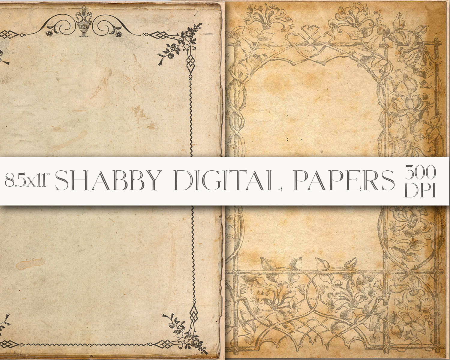 Vintage Frame Papers Distressed Paper Layered Pages Grunge - Etsy