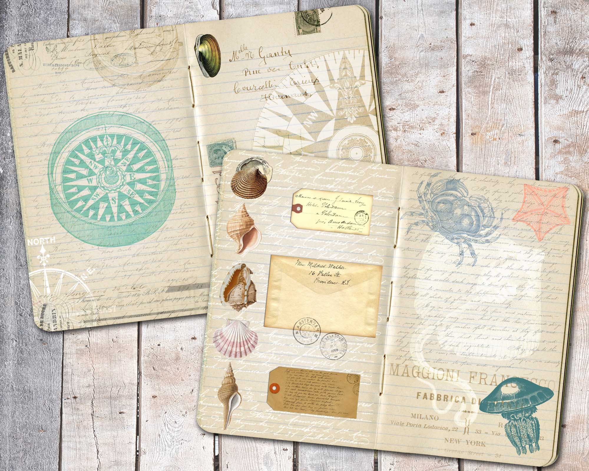 Nautical Ephemera Pages For Journaling Ocean Life Ephemera | Etsy
