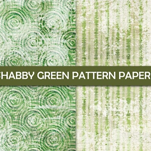 Shabby Green Pattern Paper, Digital Paper Pack, Vintage Green Paper ...