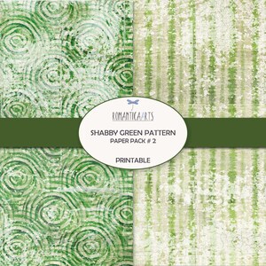 Shabby Green Pattern Paper, Digital Paper Pack, Vintage Green Paper ...