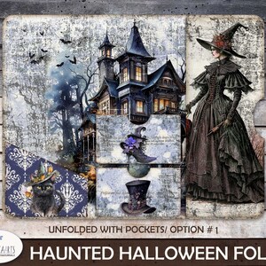 Haunted Halloween Folio Kit, Junk Journal Printable, Halloween Folder, Tri Fold Folio, Loaded ...