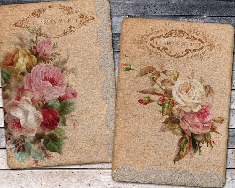 Shabby Roses Paper for Journals Secret Garden Journal Insert | Etsy