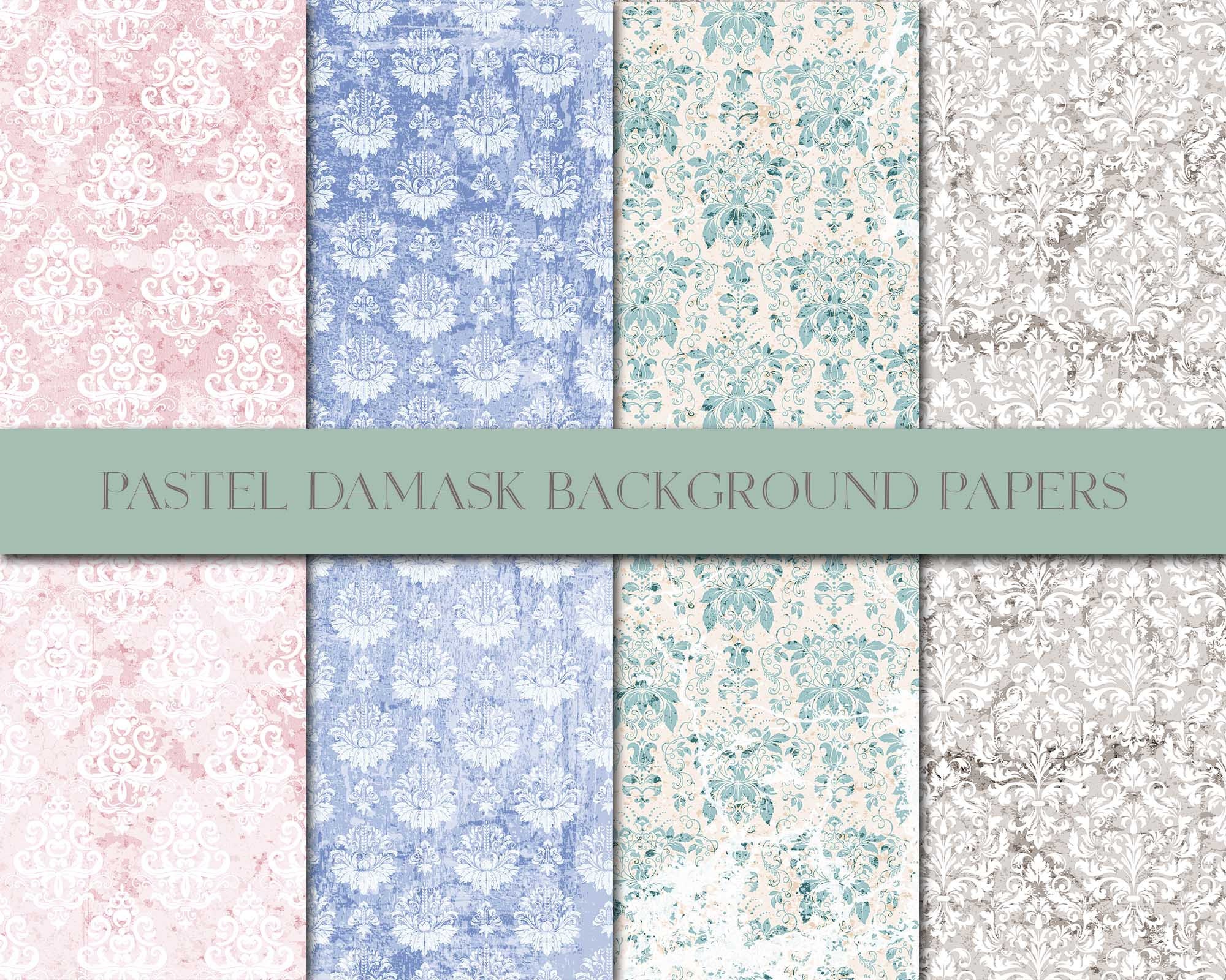 Pastel Damask Paper Pack Damask Pattern Paper Background - Etsy