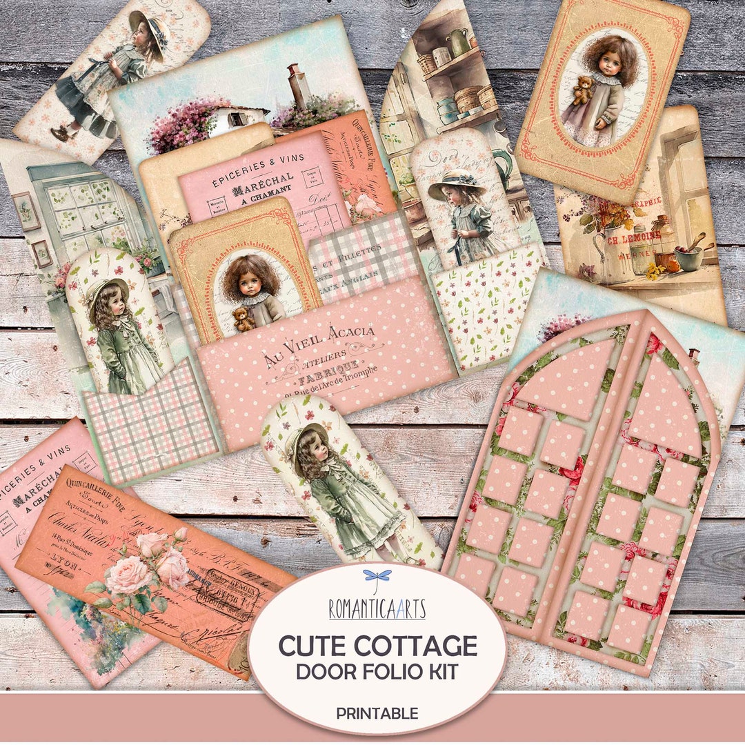 Cute Cottage Double Door Folio, Junk Journal Printable, Cottage Girls ...