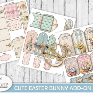 Cute Easter Bunny Add-on Kit, Easter Journal Ephemera, Bunny Journaling ...
