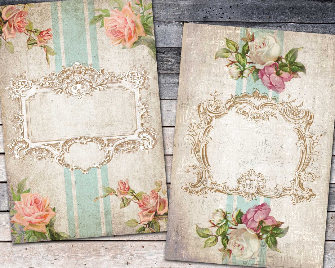 Instant Download Editable Roses Card, Vintage Shabby Roses Paper ...