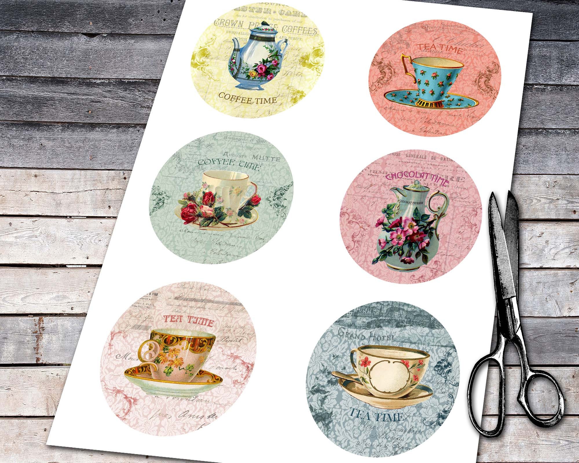 Tea Round Tags Tea Party Paper Teapot and Cup Journal - Etsy