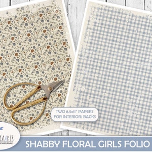 Shabby Floral Girls Folio Kit, Printable Loaded Folder, Vintage Girl ...