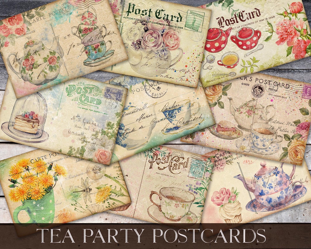 Printable Vintage Tea Party Postcards Papers for Tea Lovers - Etsy