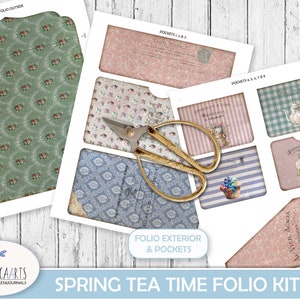 Spring Tea Time Folio Kit, Junk Journal Printable, Tri Fold Folio Kit ...