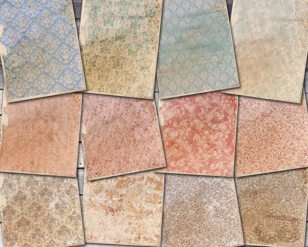 Vintage Pattern Paper, Shabby Style, Layered Page, Damask Pattern ...
