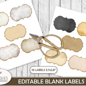 Editable Blank Label, Blank Jar Labels, Shabby Labels, Edit Yourself ...