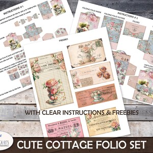 Spring Tea Time Folio Set, Junk Journal Printable, Tea and Roses, Tri Fold Folio Kit, Shabby ...