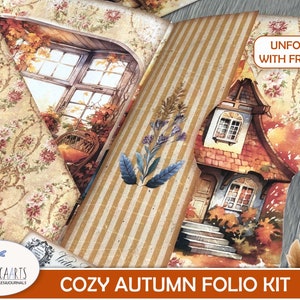 Cozy Autumn Four-fold Folio Kit, Fall Printable, Fold-over Tabbed Folio ...