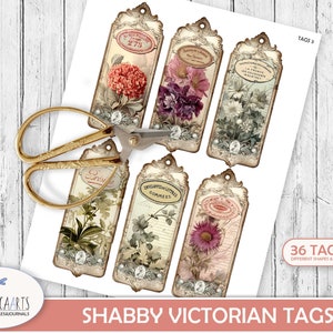Vintage Hang Tag, Digital Junk Journal Shabby Kit, Roses Tags for ...