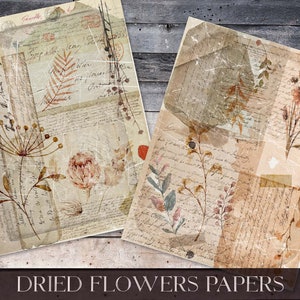 Digital Dried Flower Paper Pressed Flower Paper Fall Journal - Etsy