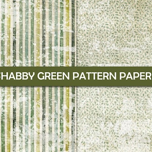 Shabby Green Pattern Paper, Digital Paper Pack, Vintage Green Paper ...