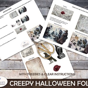 Creepy Halloween Folio Kit, Spooky Tri Fold Folio, Folio Pocket, Loaded Folder, Halloween ...
