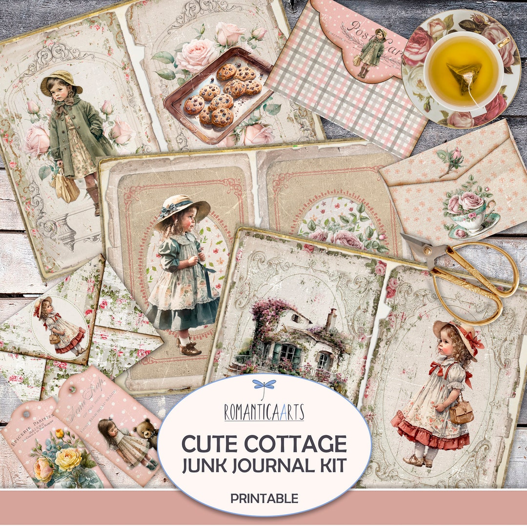 Cute Cottage Journal Kit, Cottage Girl, Country Farm, Junk Journal ...